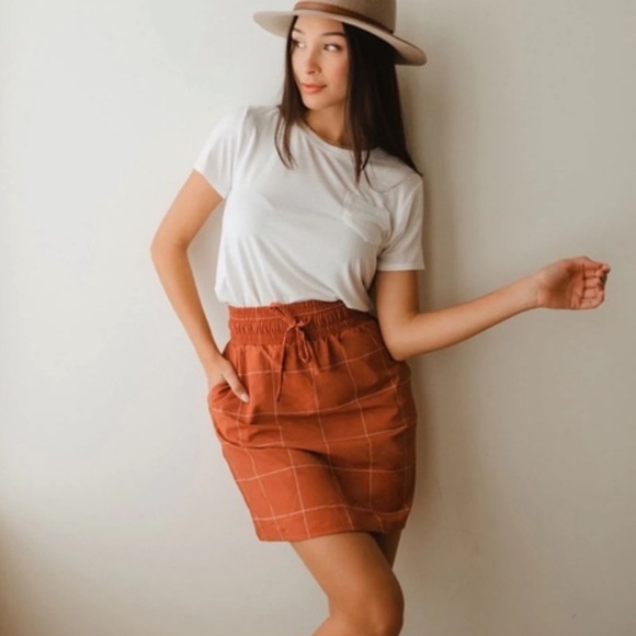 Albion Fit | Skirts | Albion Rust Windowpane Cher Mini | Poshmark